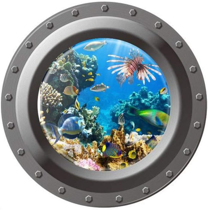 Amazon.com: Ussore 3D Wall Stickers Submarine Window Underwater World ...