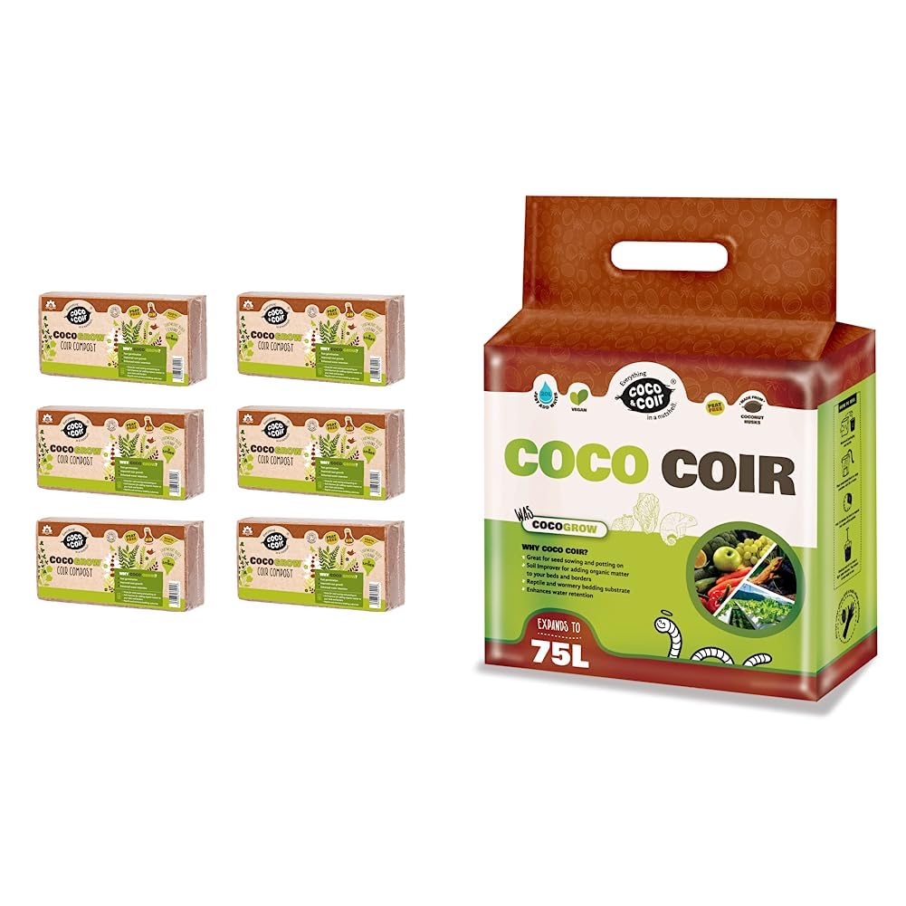 Buy Coco & Coir 6 x 650g Peat Free Compost Coco Soil. Reptile, Turtle ...