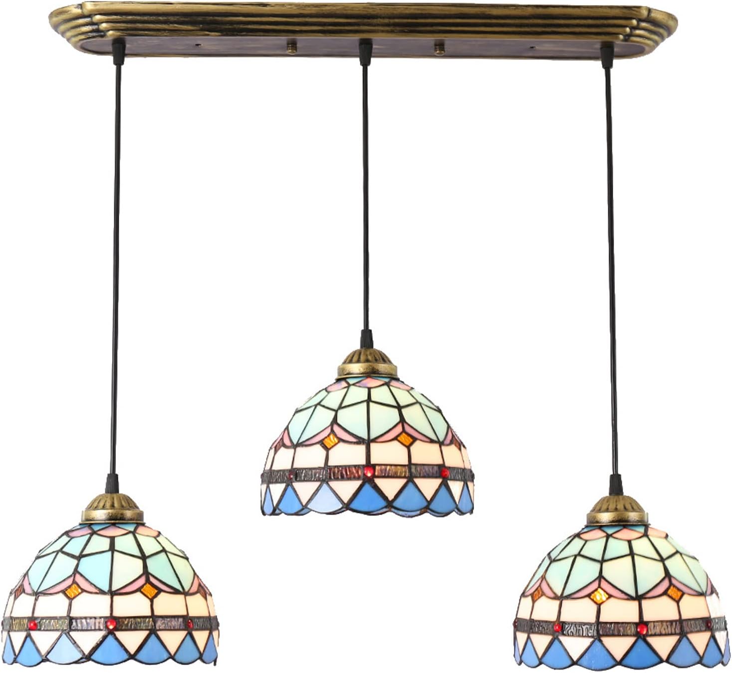 Amazon.com: errzom Tiffany Style 3-Light Pendant Lamp Mediterranean ...
