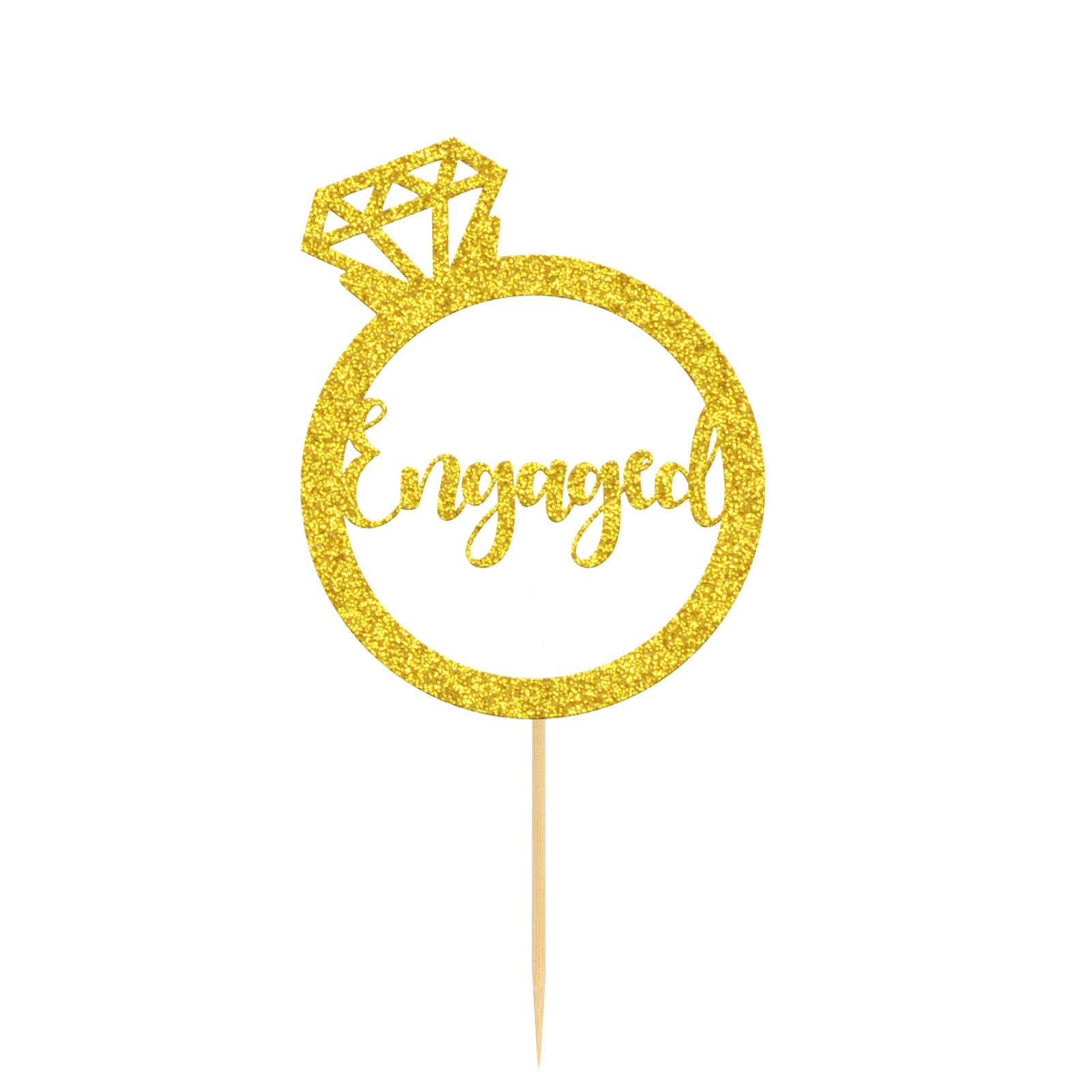Buy Gold Glitter Engaged Cake Topper, Marriage Cake Decoration ...
