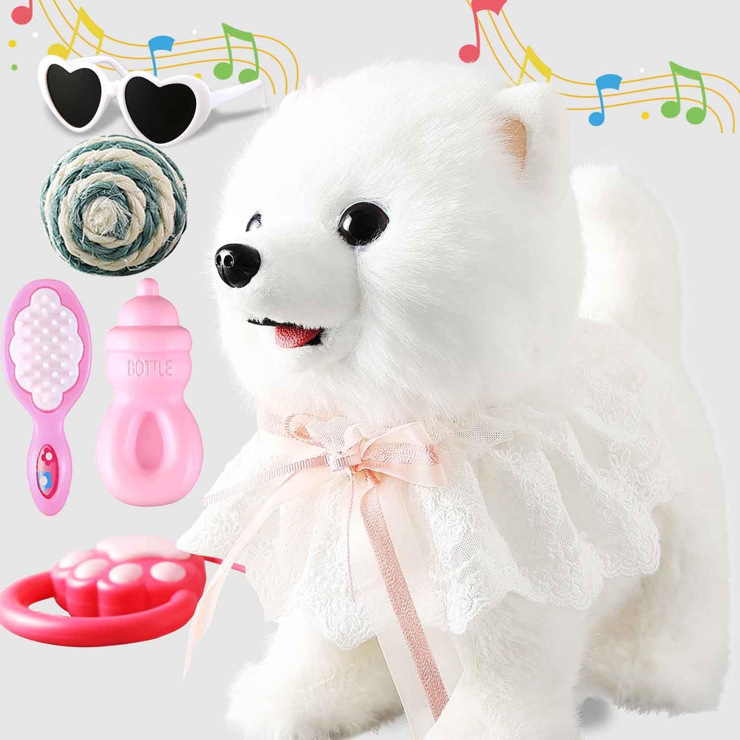 Amazon.com: Walking Barking Singing Samoyed Puppy Toy, Repeats What You ...