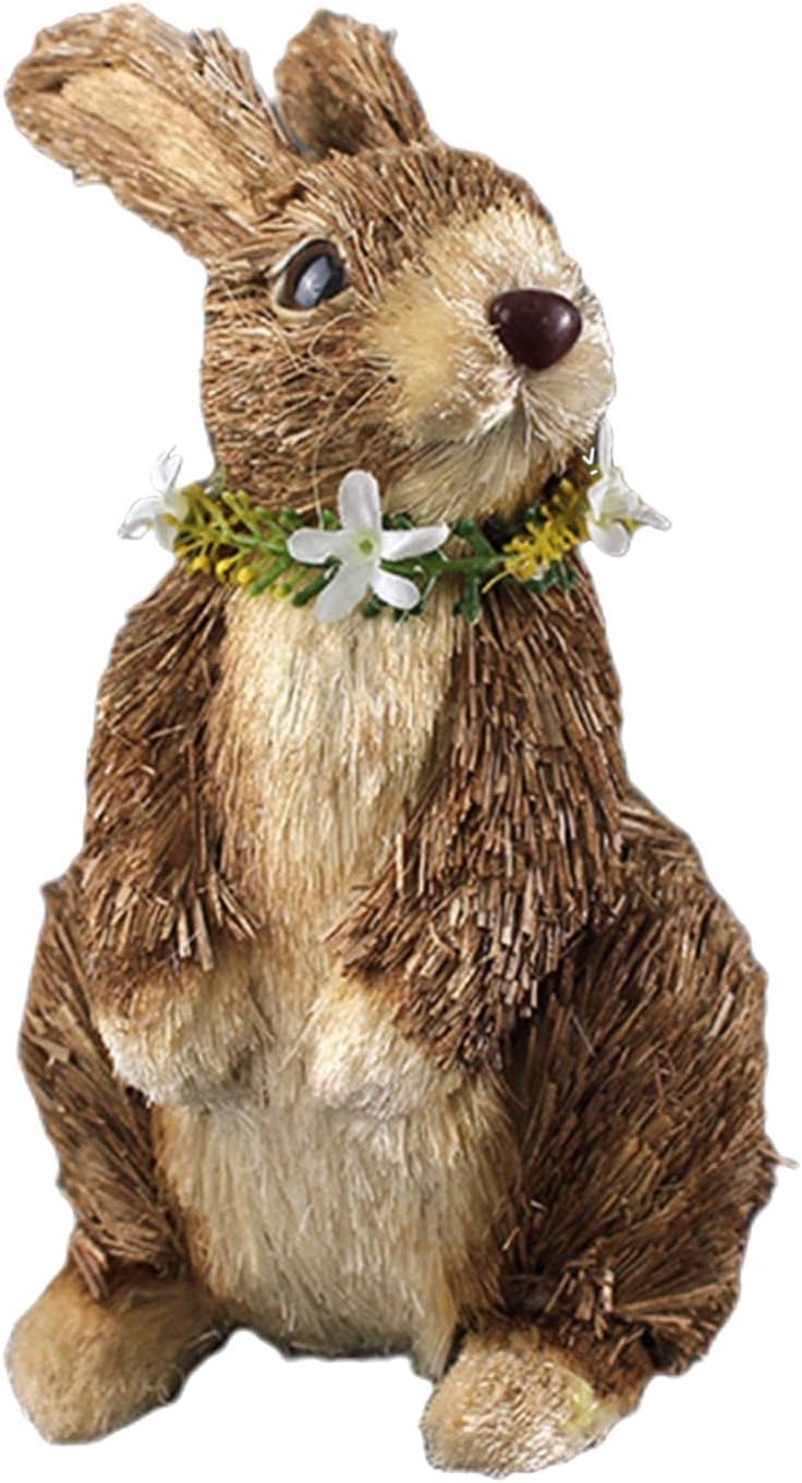 Amazon.com: Leefasy Lovely 8inch Easter Straw Bunny Standing Figurine ...