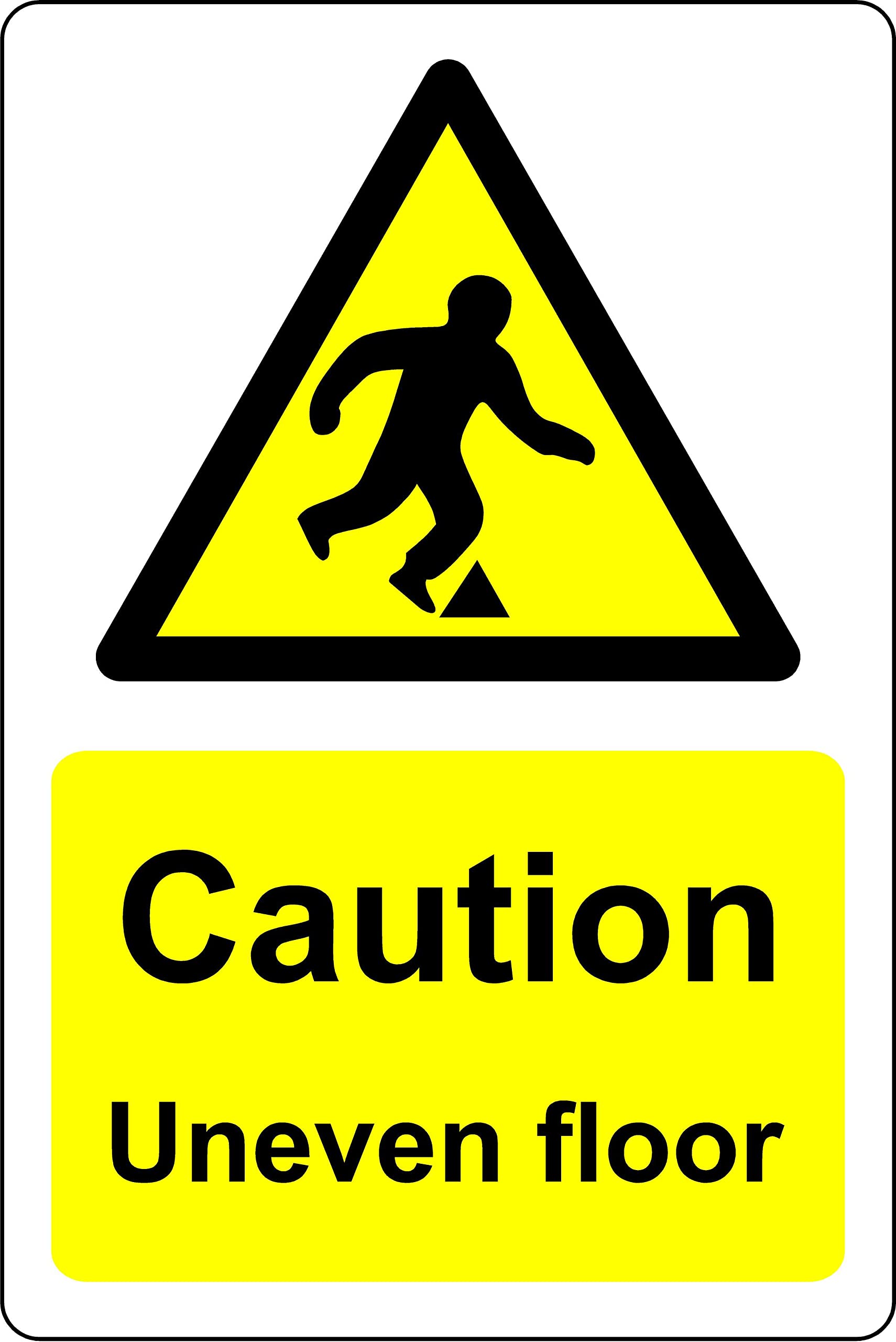 Caution Uneven floor (P) Safety sign - 1mm Plastic sign (200mm x 150mm ...