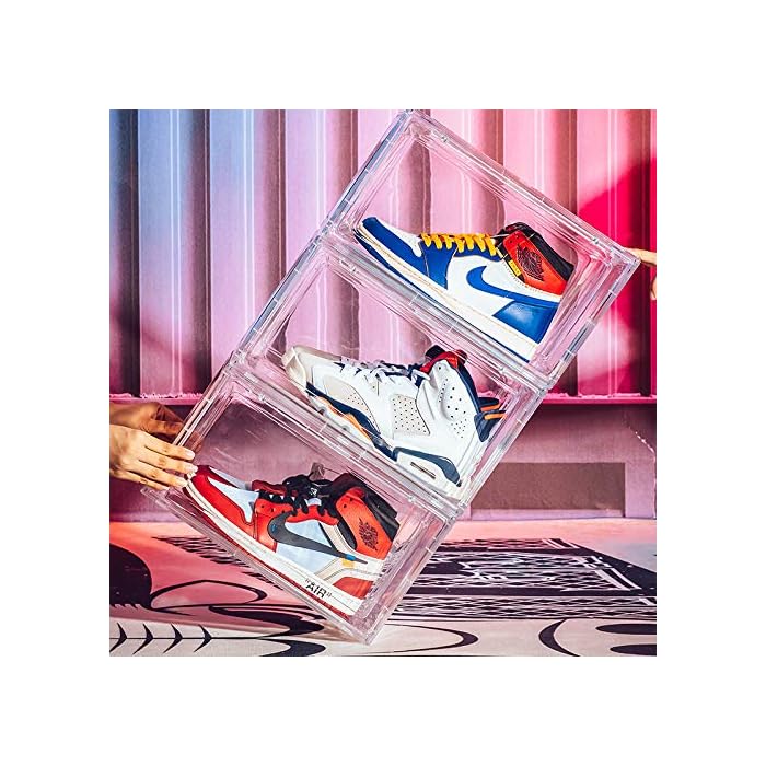 Buy 3 Pack Shoe Boxes Clear Shoe Display Organizer Plastic Shoe ...