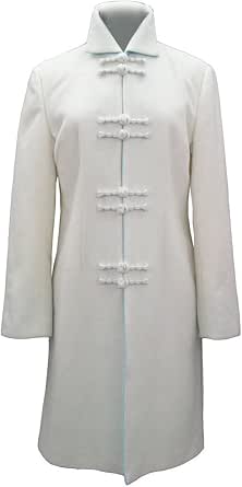 Amazon.com: White cashmere-blend coat with Chinese traditional flavor ...