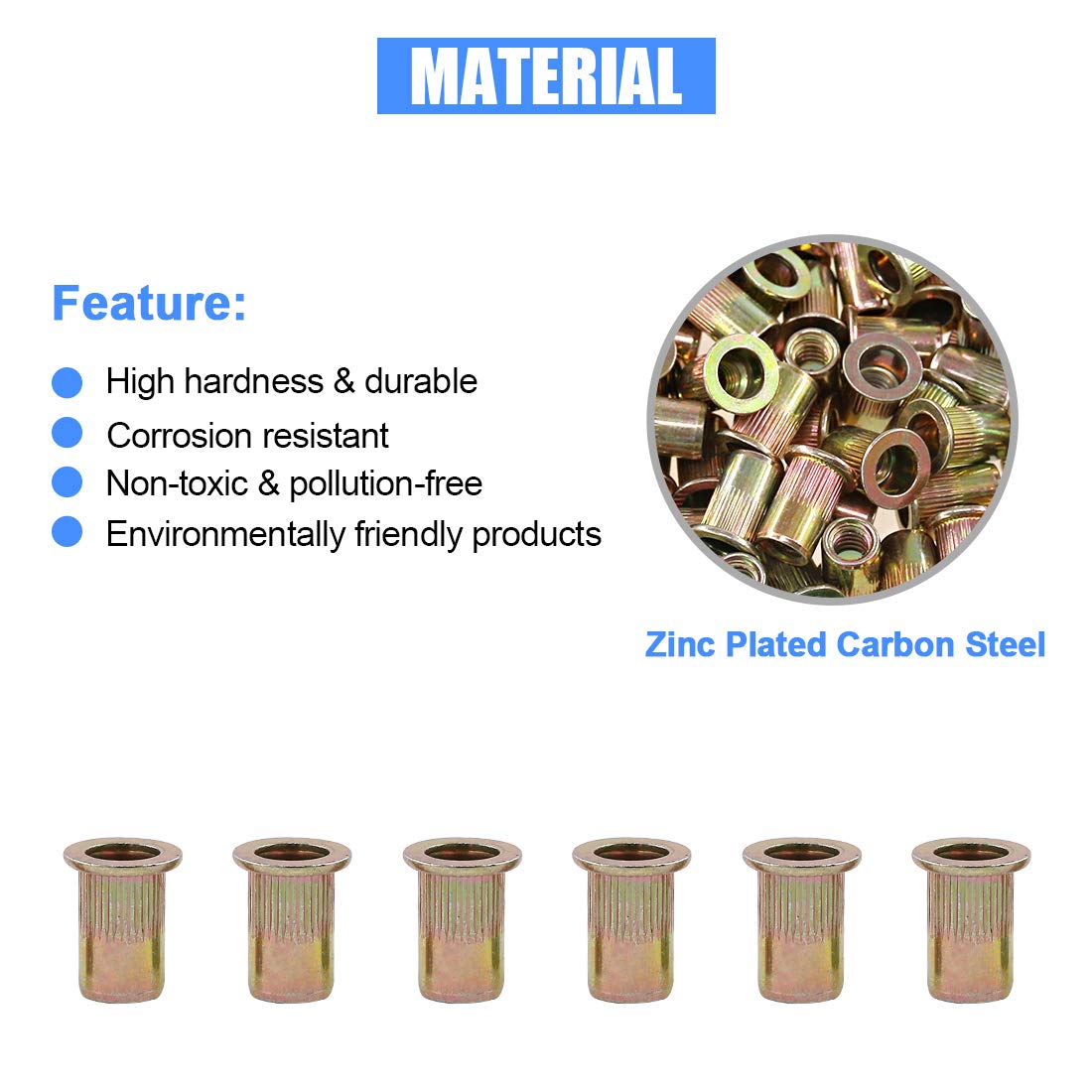 Snapklik.com : Glarks 100Pcs 1/4"-20UNC Zinc Plated Carbon Steel Rivet ...