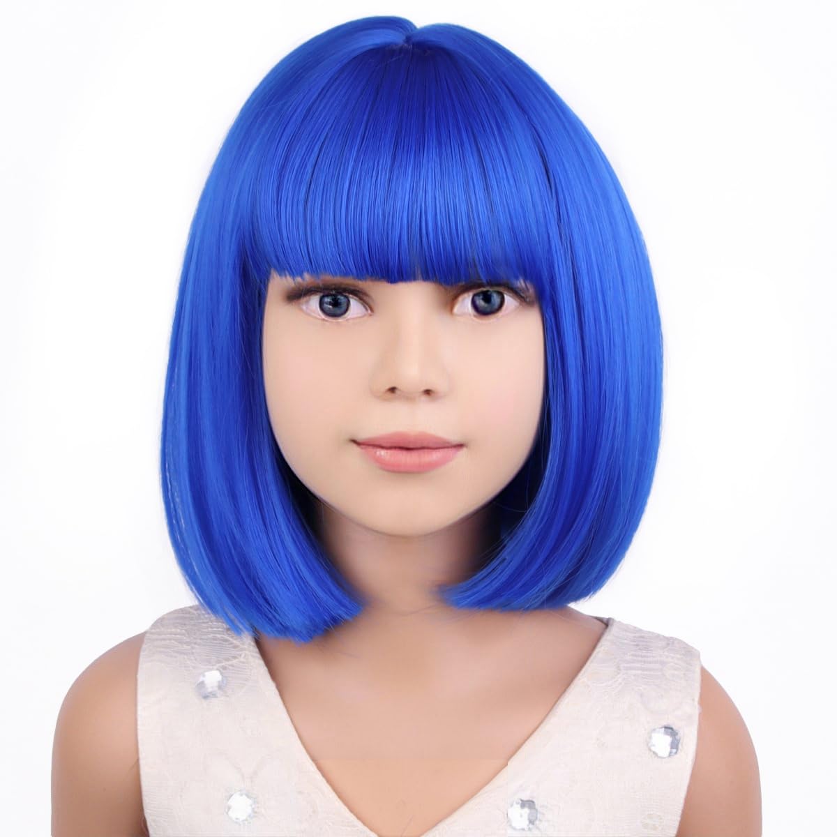 Amazon.com: PATTNIUM Kids Blue Wig Child Blue Bob Wig Short Blue Wig ...