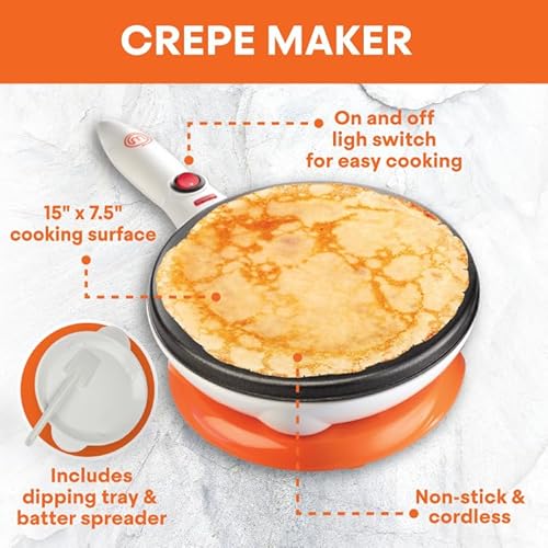 MasterChef Cordless Crepe Maker with Nonstick Dipping Plate plus ...