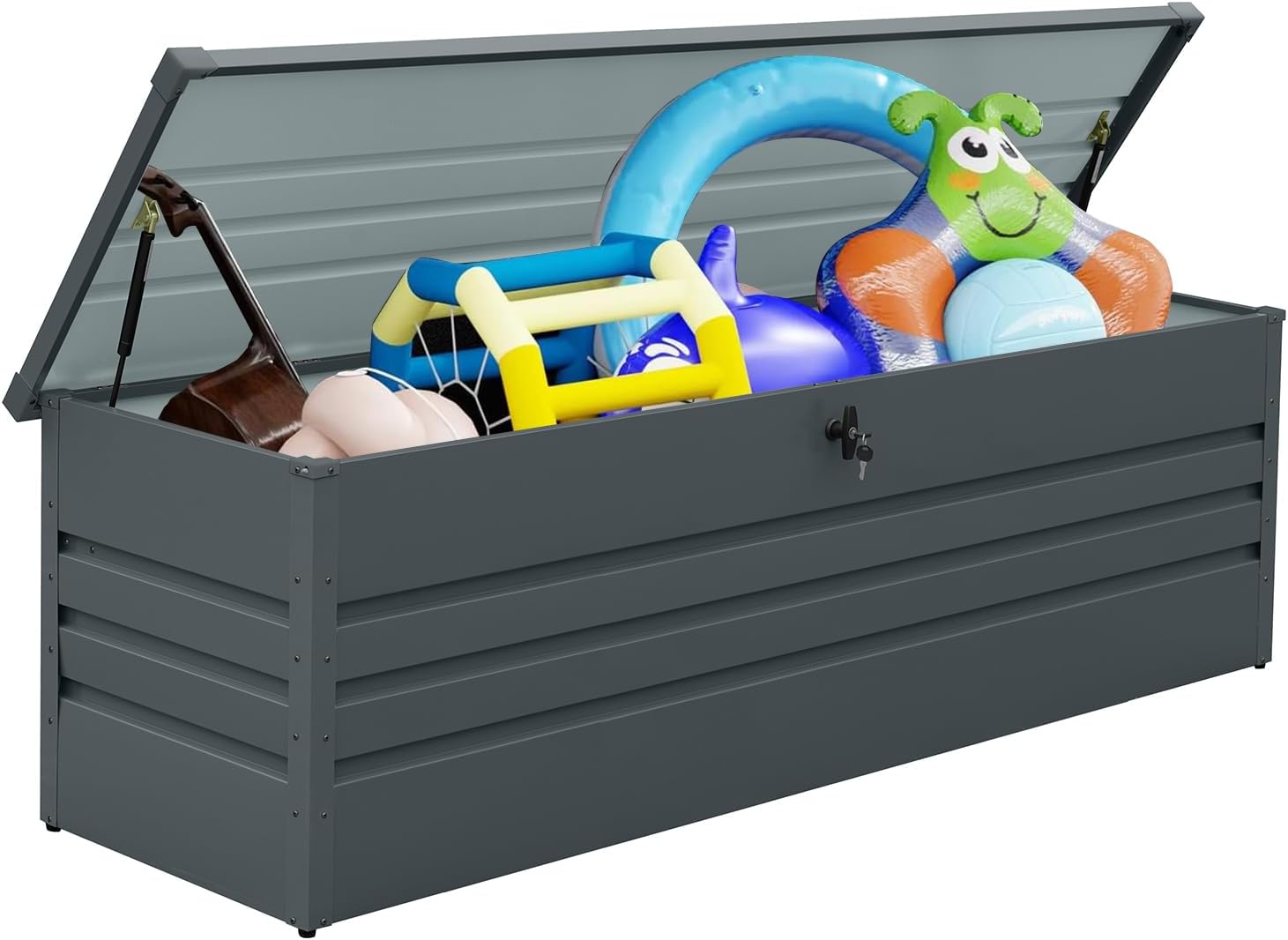 Amazon.com : 260 Gallon Metal Outdoor Deck Box Waterproof, Extra Large ...