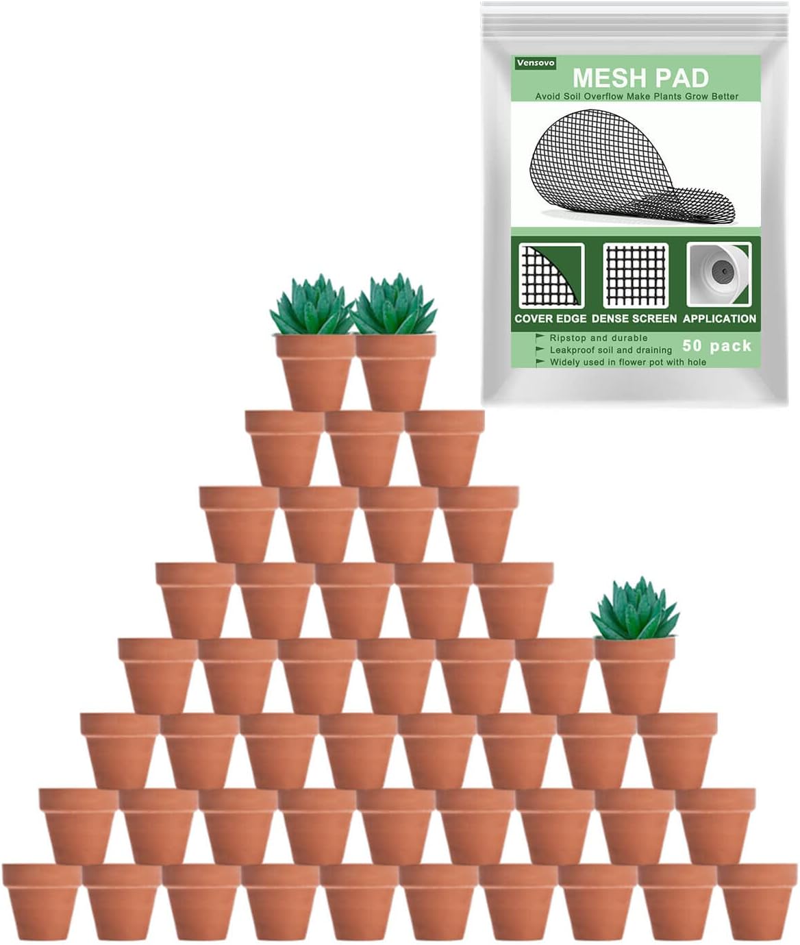 Amazon.com: vensovo 48 Pcs Tiny Terracotta Pots and 50 Pcs Mesh Pad - 2 ...