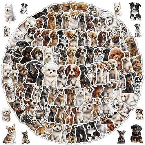 100 Pieces Cute Dog Stickers Puppy Decals Vinyl Waterproof Stickers ...