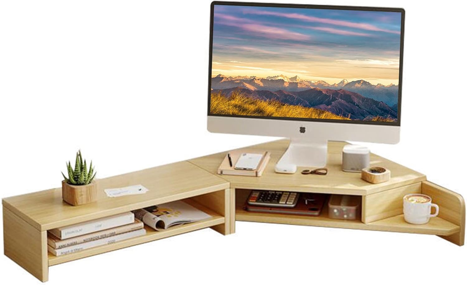 Amazon.com: LITAITAI L-shaped desk,Corner desk White Triangle Monitor ...