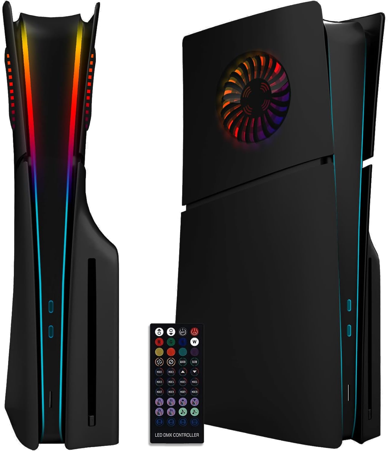ElitePlay Black PS5 Slim Faceplate with LED Lights Vents Cooling Cover ...