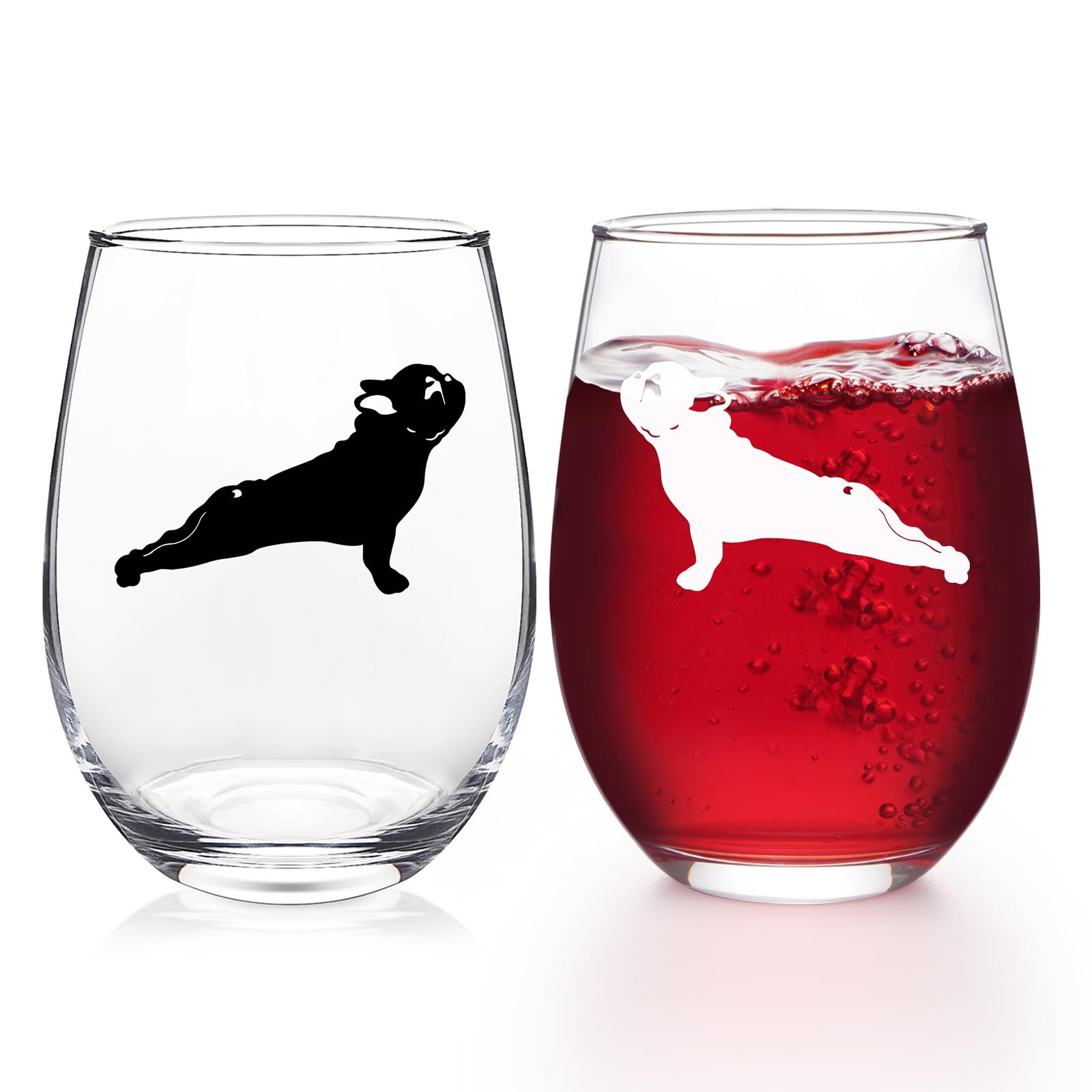 Amazon.com | Futtumy Bulldog Wine Glasses Set of 2, French Bulldog ...