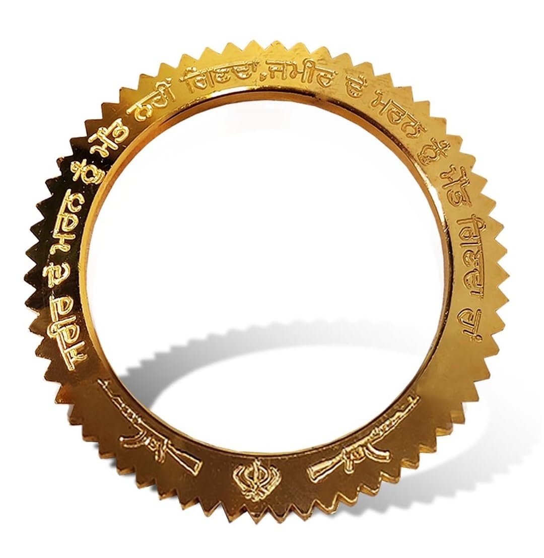 Buy Uniqon (2 X 14 Size) Golden Stainless Steel Metal Waheguru Ji ...