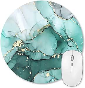 Amazon.com: HUOCAIREN Teal Turquoise Marble Round Mouse Pad, Luxury ...