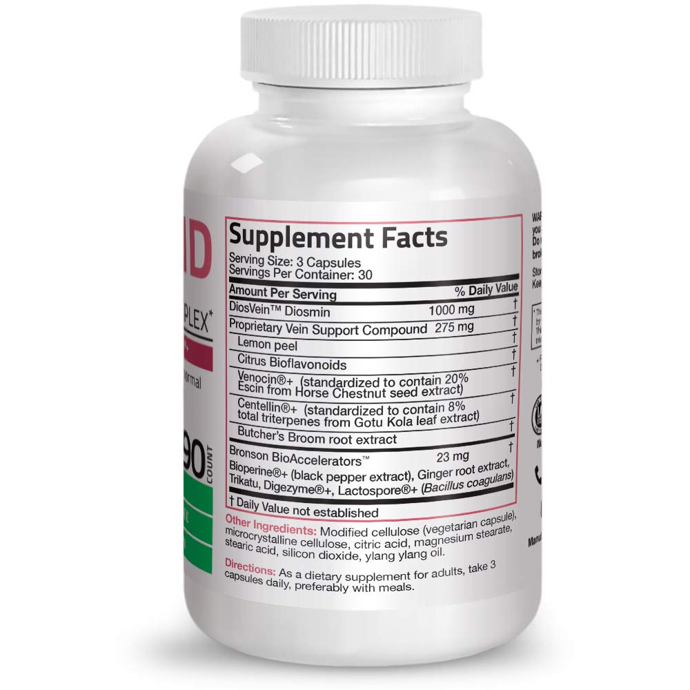 Bronson VeinAid DiosVein Diosmin Varicose Vein Complex with Venocin ...