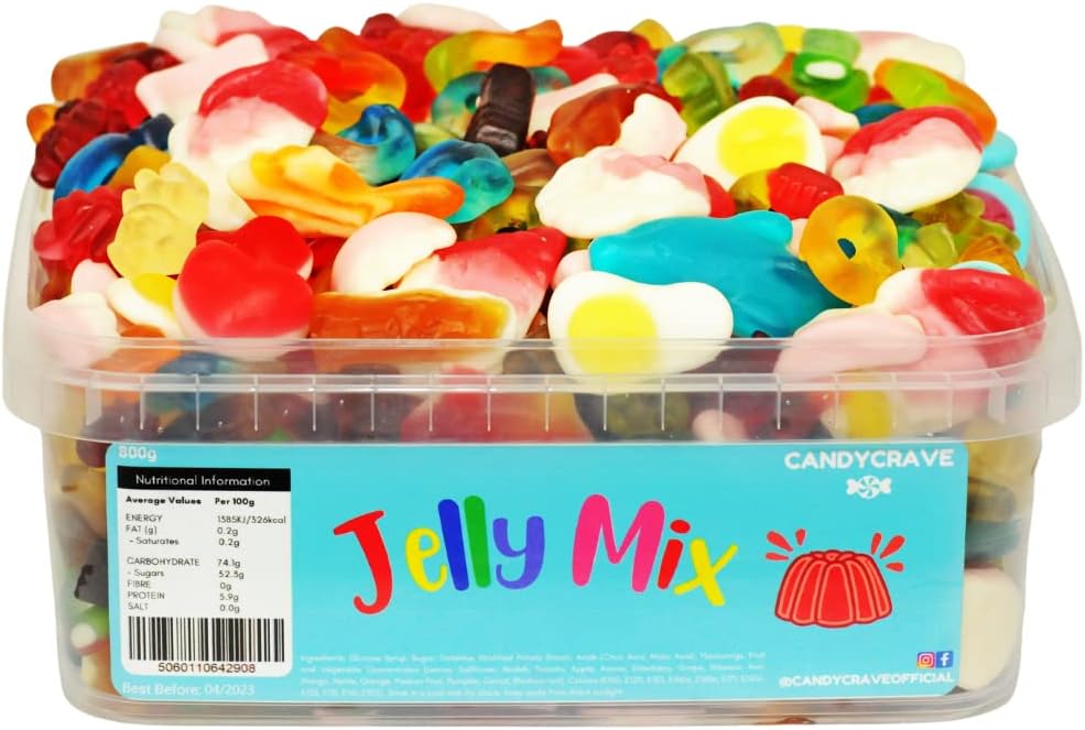 Candycrave Jelly Mix Tub 600g | Assorted Fruit Flavour Jelly Sweets ...