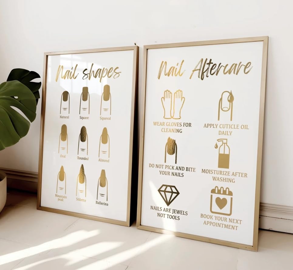 Amazon.com: Nail Shapes Posters Print Poster Nail Aftercare Wall Art ...