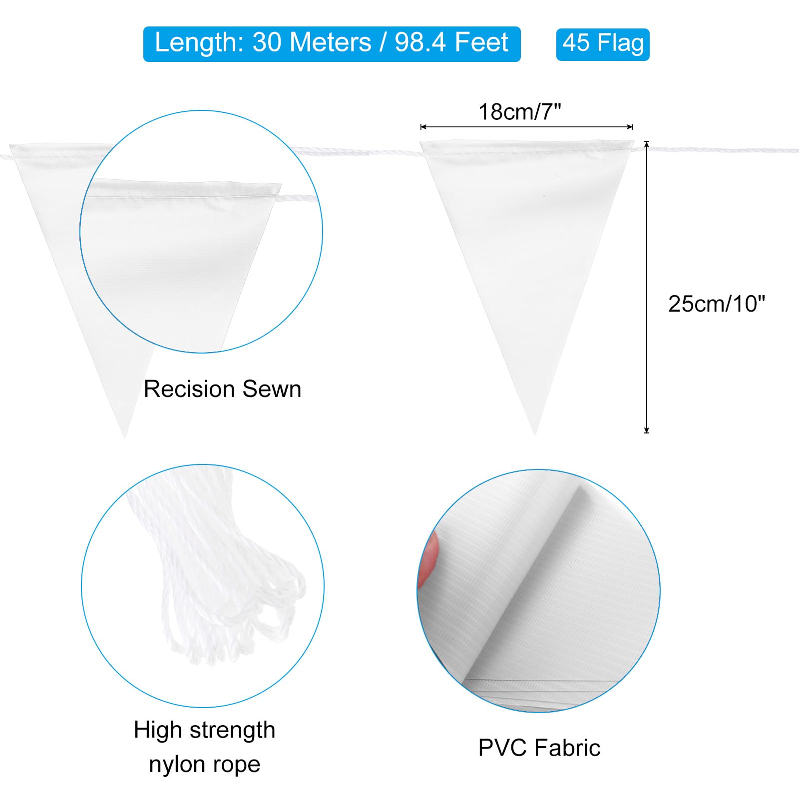 PATIKIL 100ft Pennant Banner Flags, Warning Flagging Banner Safety Flag ...