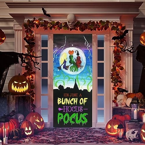 Amazon.com: Halloween Door Decorations Halloween Witch Door Cover I ...