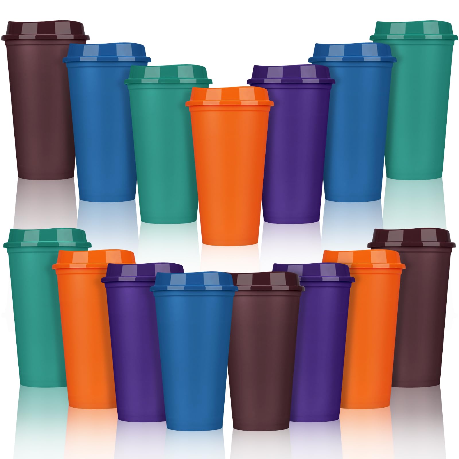 Amazon.com | Domensi 15 Pack Reusable Coffee Cups with Lids Bulk 16 oz ...