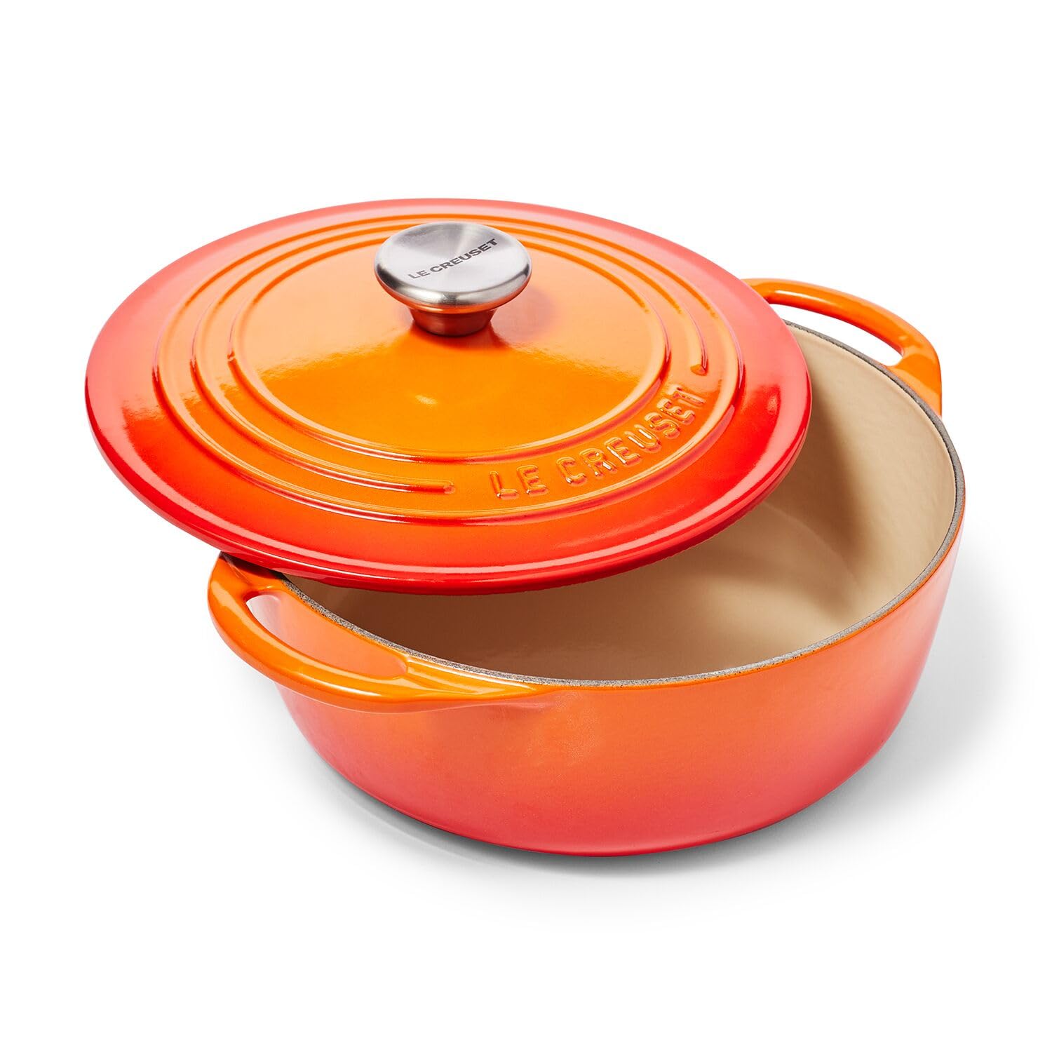 Amazon.com: Le Creuset Enameled Cast Iron Shallow Round Oven, 2.75 Qt ...
