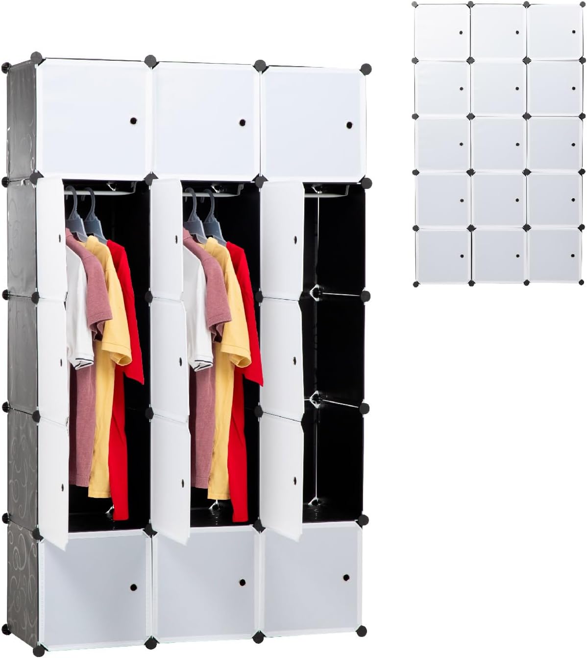 KINGSHOUSE | Armario de Plástico para Ropa 15 Cubos - Color Blanco y ...