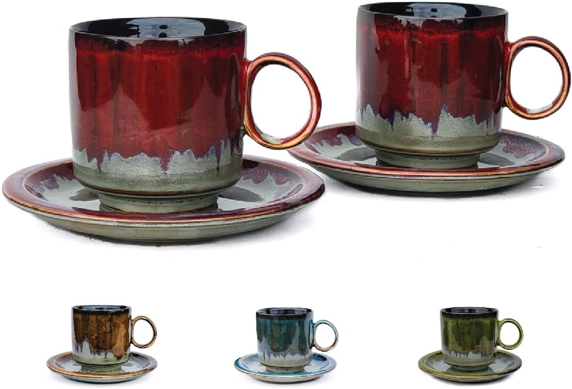 Amazon.com | Spark In Life - Unique Red Hand Painted Ceramic Espresso ...