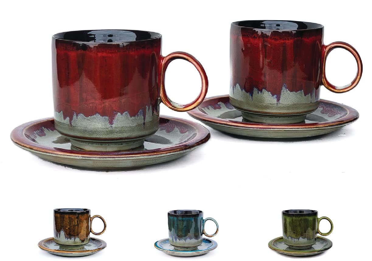 Amazon.com | Spark In Life - Unique Red Hand Painted Ceramic Espresso ...