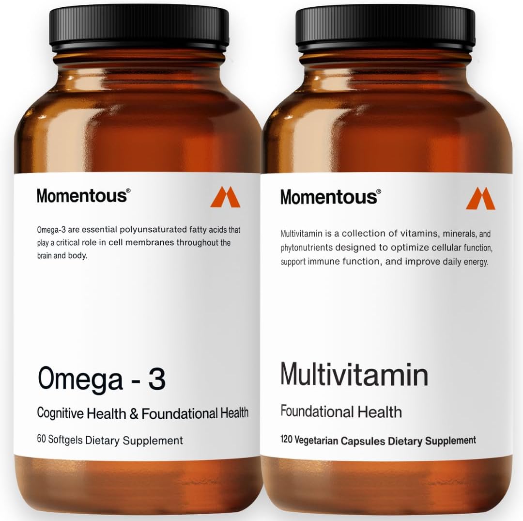 Amazon.com: Momentous Omega-3 Fish Oil 1600 mg & Essential Multivitamin - Daily Omega-3 ...