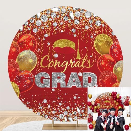 Amazon.com : OERJU Graduation Round Backdrop Cover Congrats Grad Round ...