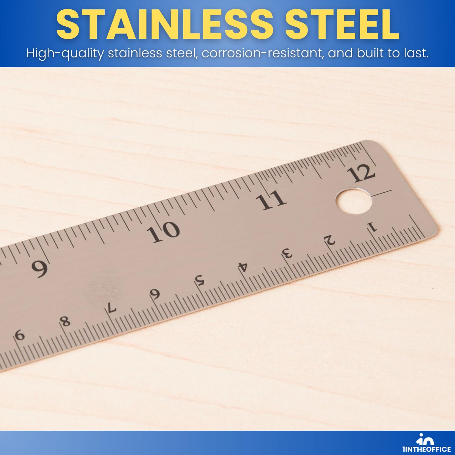 Snapklik.com : 1InTheOffice Metal Ruler 12 Inch, Stainless Steel 12 ...