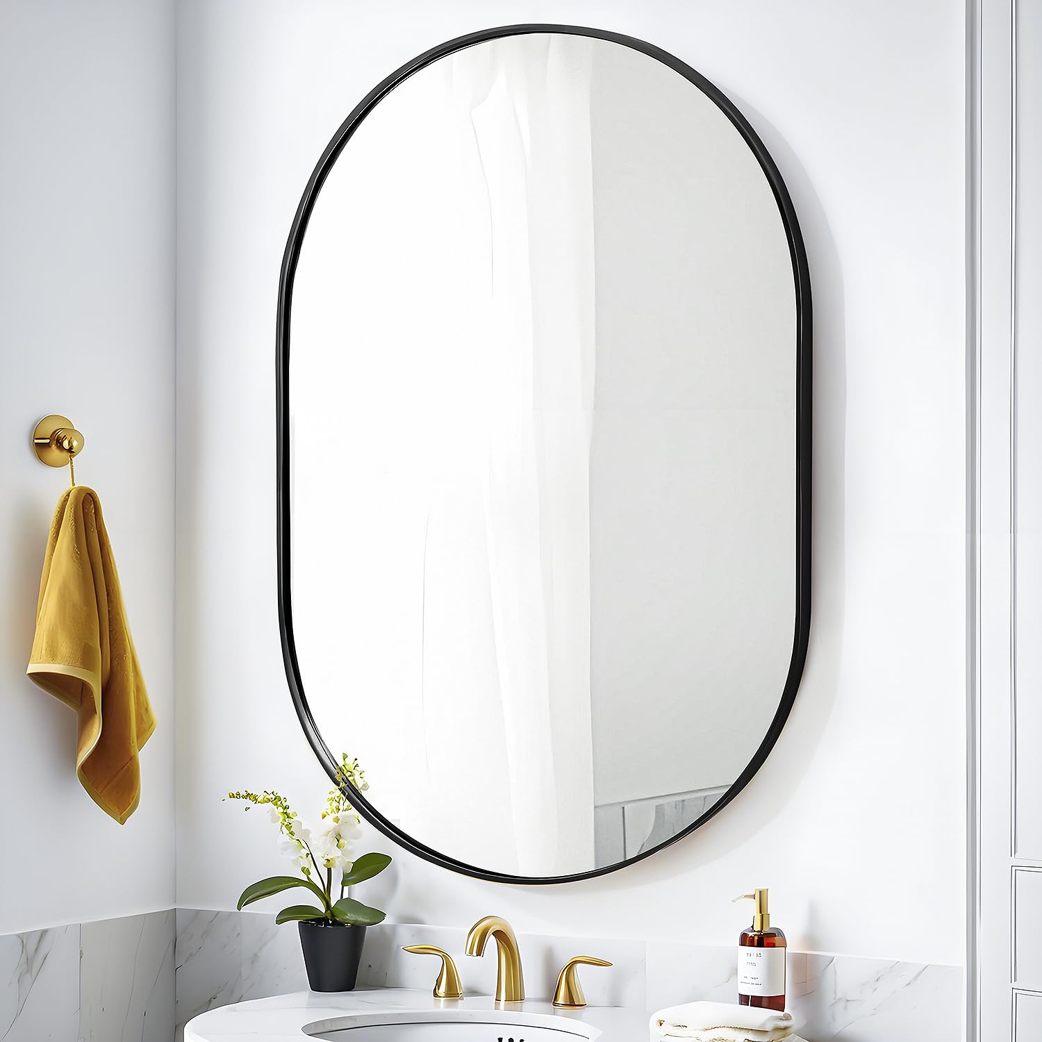 Amazon.com: SCWF-GZ 36x24 Mirror Runway Oval Wall Mounted Aluminum ...