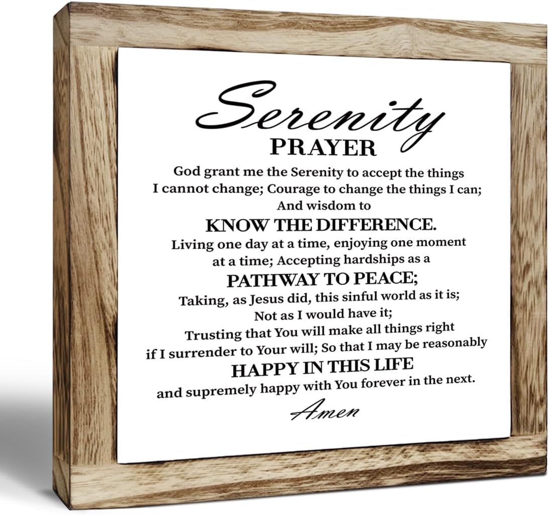 Amazon.com: Religious Serenity Prayer Artwork, Wooden Plaque Table ...