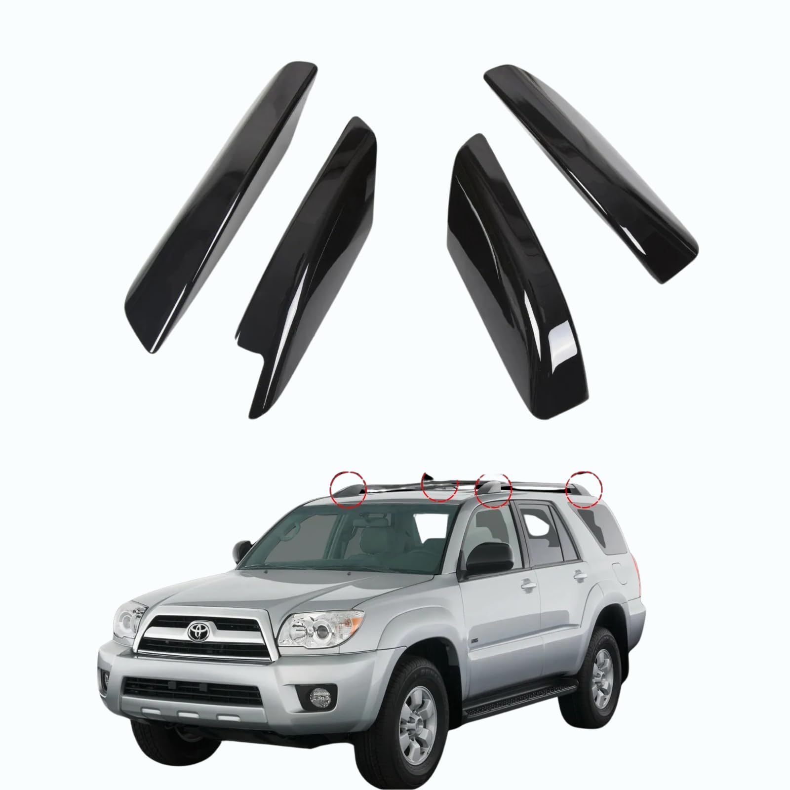 Roof Rail Covers 4-Piece Black ABS Roof Rack End Caps For 2003-2009 ...