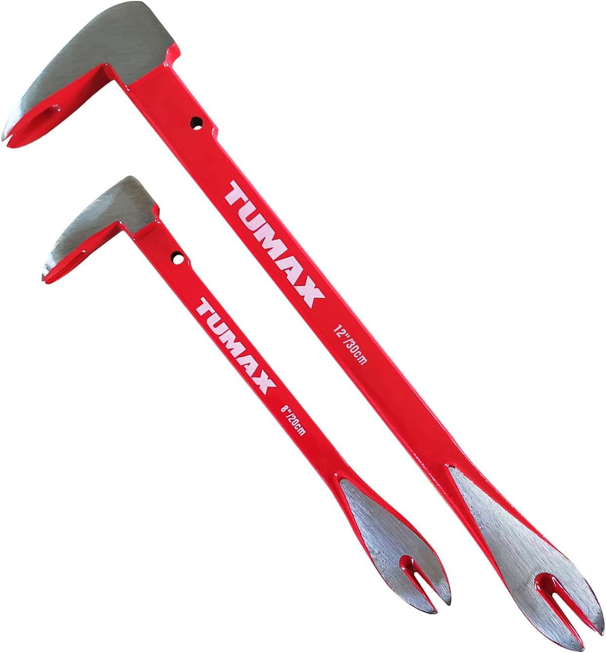 TUMAX 2-Piece Nail Puller Set, 12” Pry Bar, 8” Mini Crowbar with Cats ...