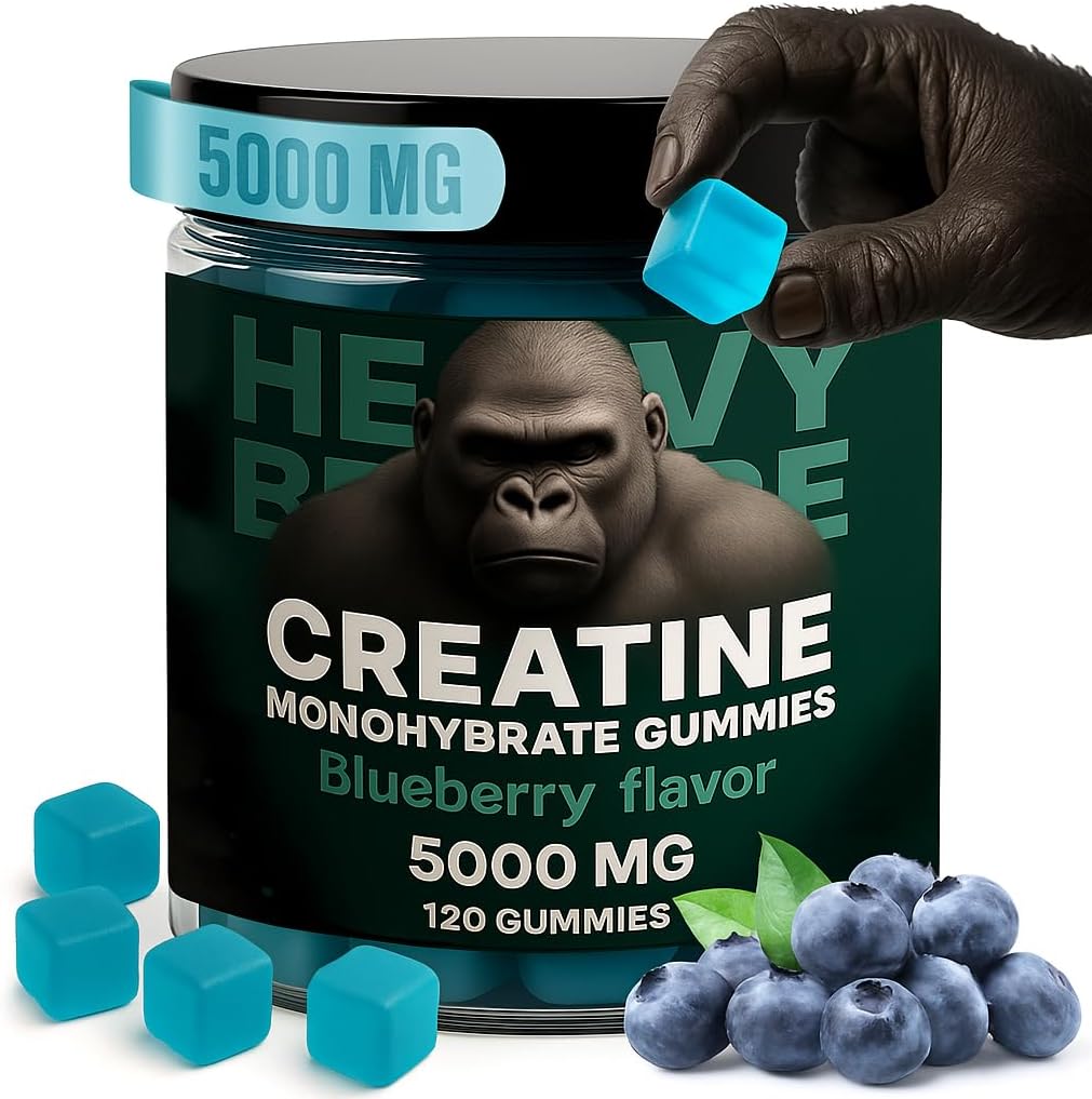 Amazon.com: Heavy Balance Blueberry Creatine Monohydrate Gummies 5000mg ...