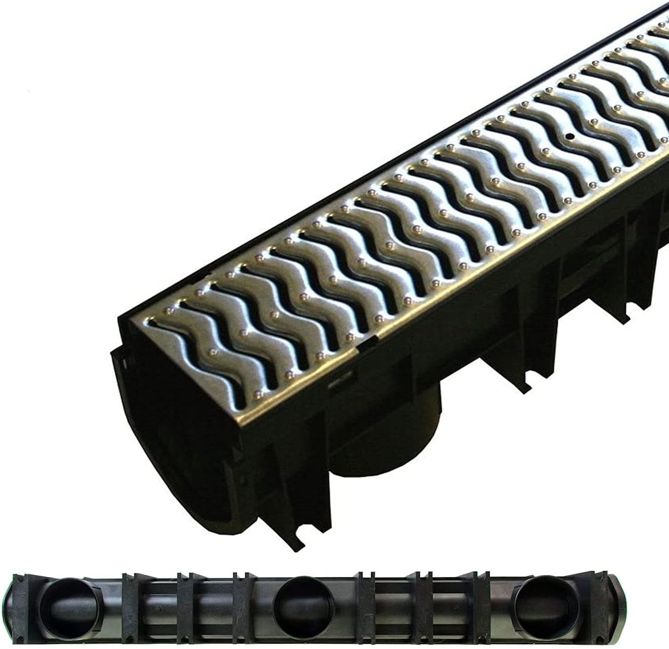 6 x Galvanised Drainage Channel Polydrain Heelguard 1m Lengths Storm Drain Channel Linear 13cm ...