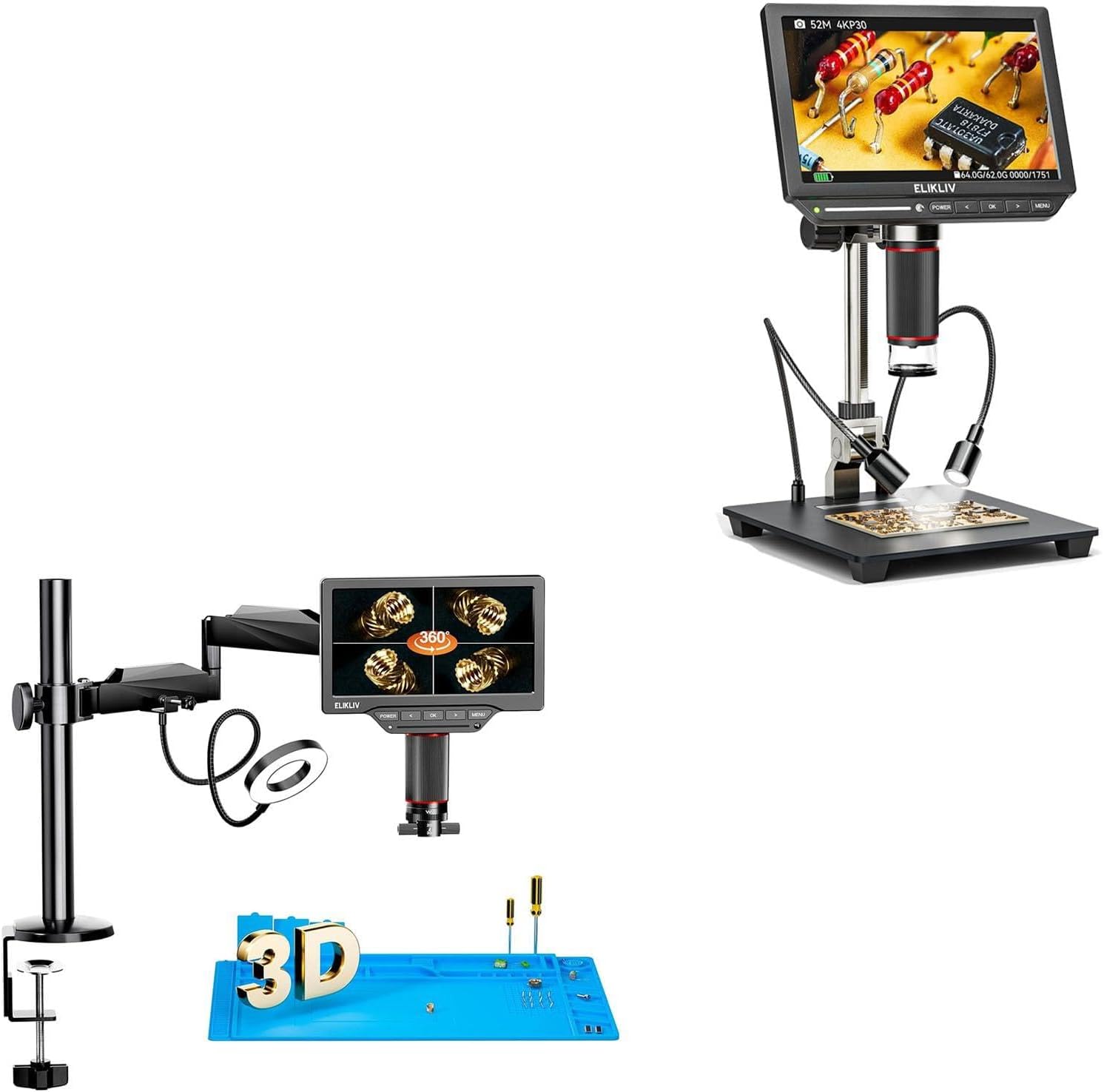 Amazon.com: Elikliv 3D Digital Soldering Microscope with Dual Lens ...