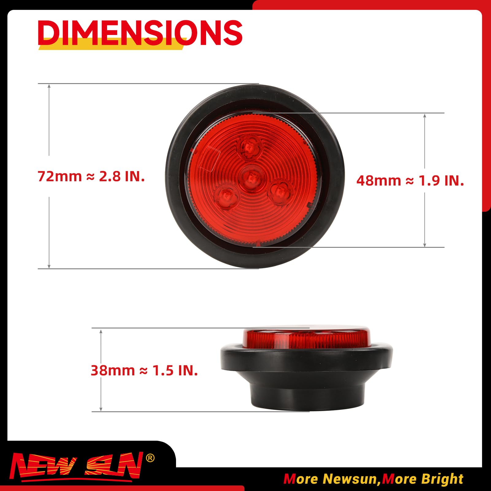 Snapklik.com : NEW SUN Twins 2" Red Round High Bright LED Trailer ...