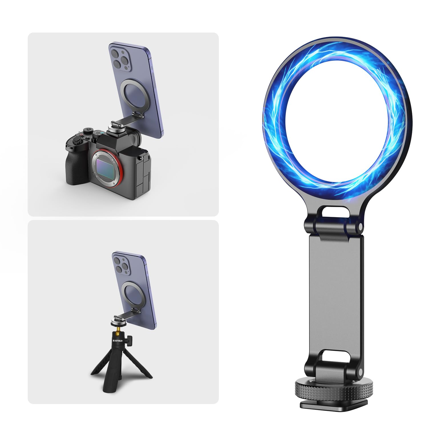 Magnetic Camera Phone Holder, Aluminum Magnetic Cold Shoe Tripod Mount ...
