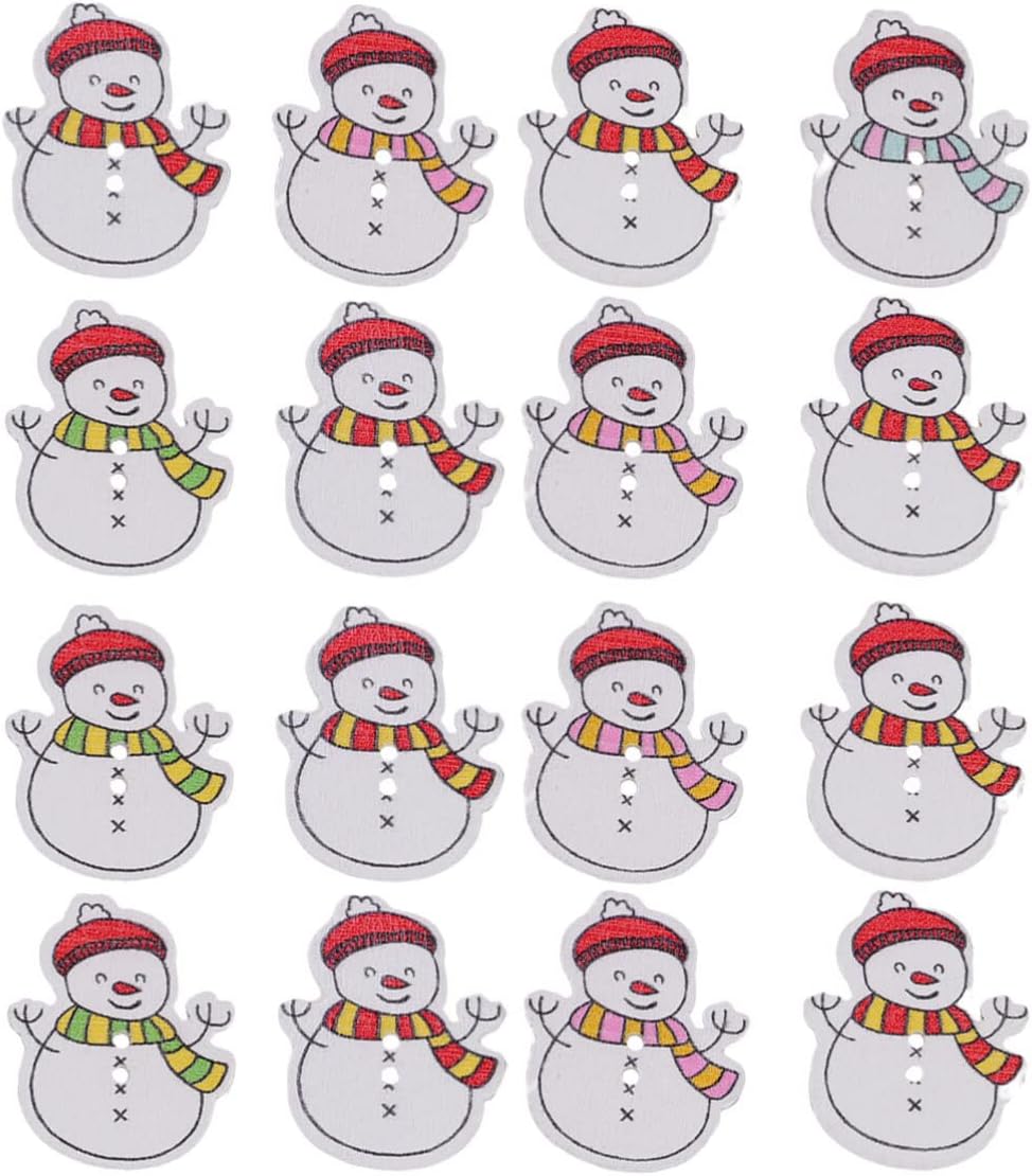 SUPVOX 50pcs Cartoon Snowman Buttons Christmas Resin Snowman Buttons ...