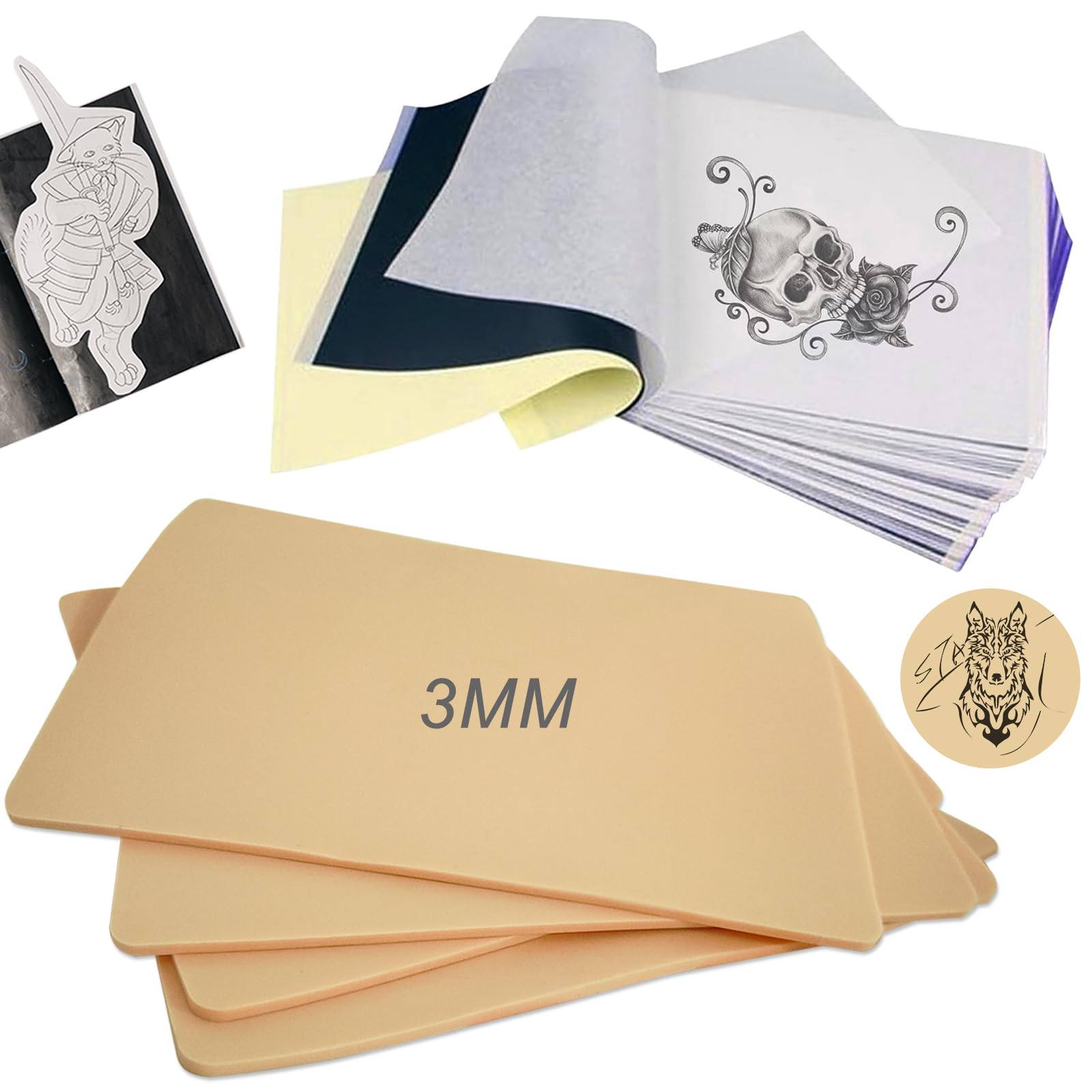 Amazon.com : 3MM Tattoo Fake Skin with Transfer Paper - Emalla 25Pcs ...
