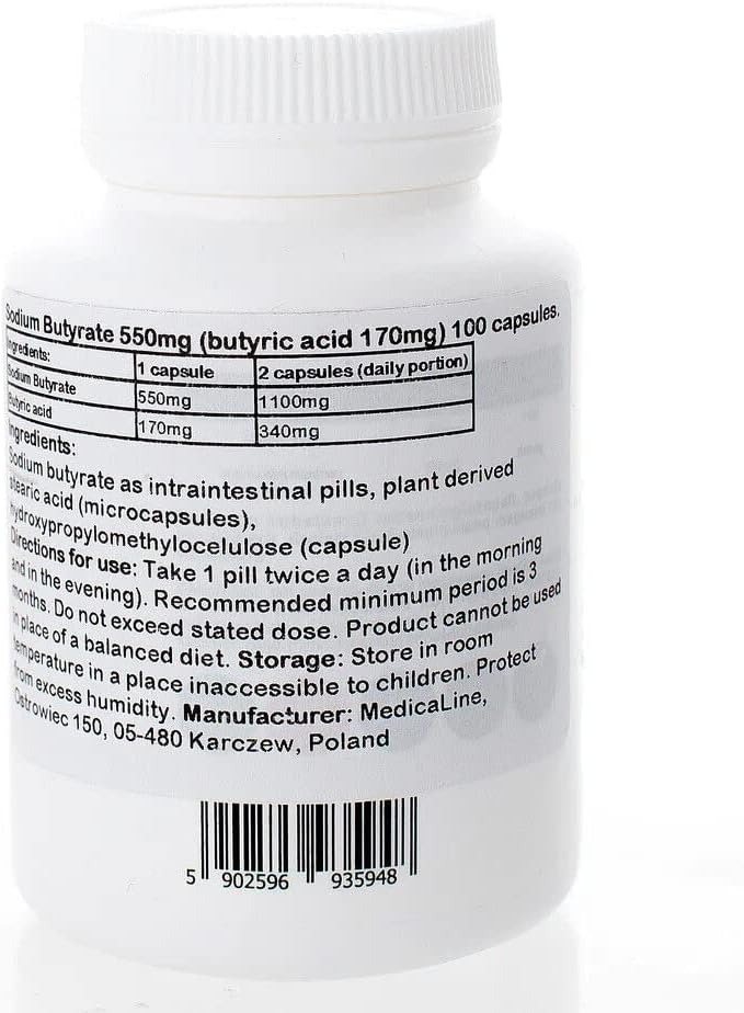 Aliness – Butirato de sodio – Ácido butírico (100 cápsulas) para ...