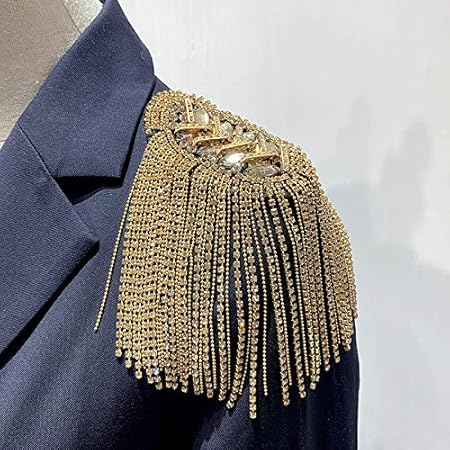 Amazon.com: Beaded Crystal Shoulder Patches Motifs Fringe Tassel ...
