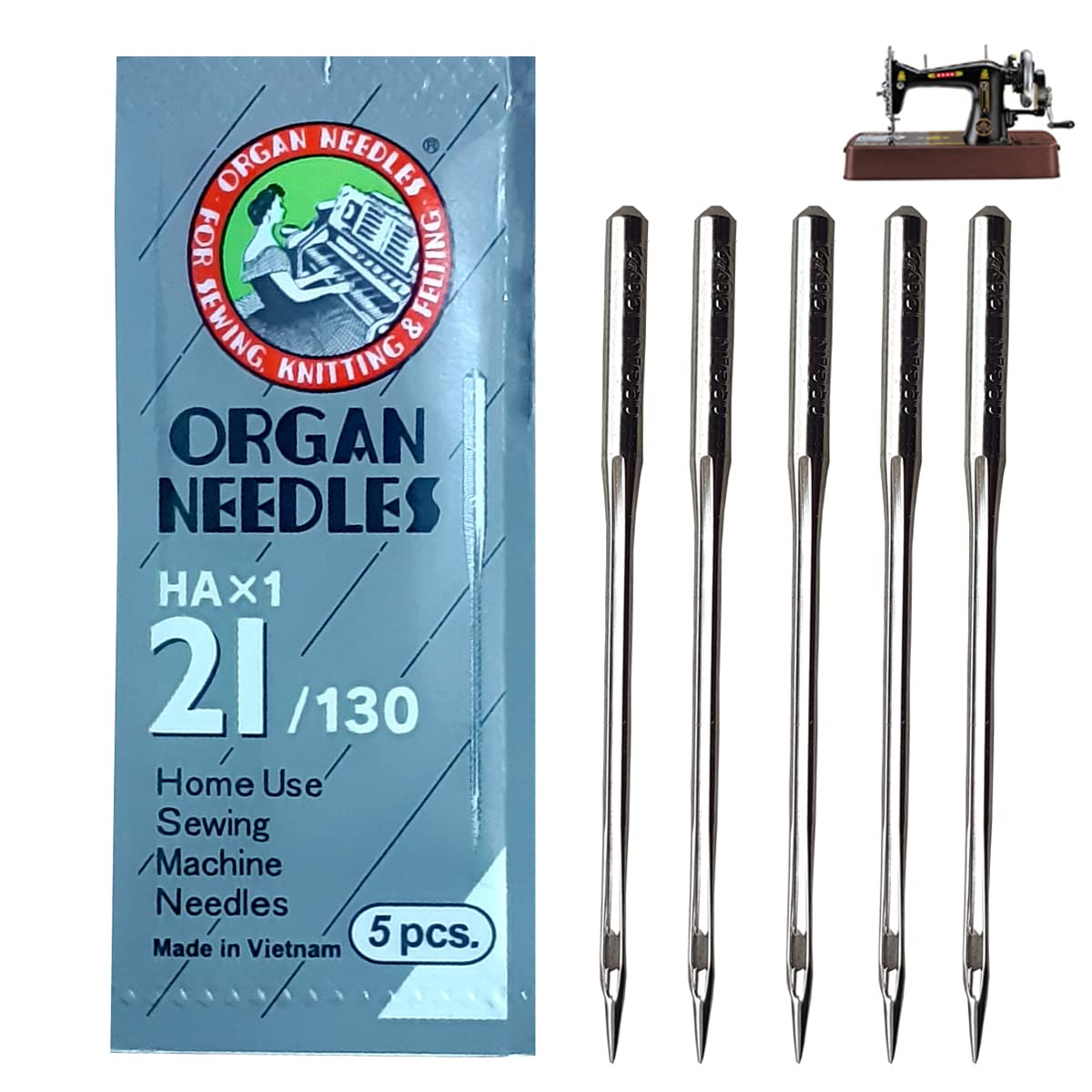 Organ Stainless Steel Needles/Size 21/ Set of 5 Needles/Home use Sewing ...