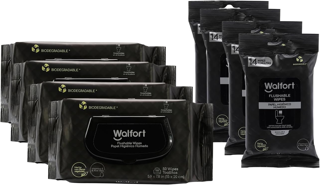 Walfort | Combo Papel Higiénico Húmedo. Caja con 4 paquetes de 14 pzs c ...