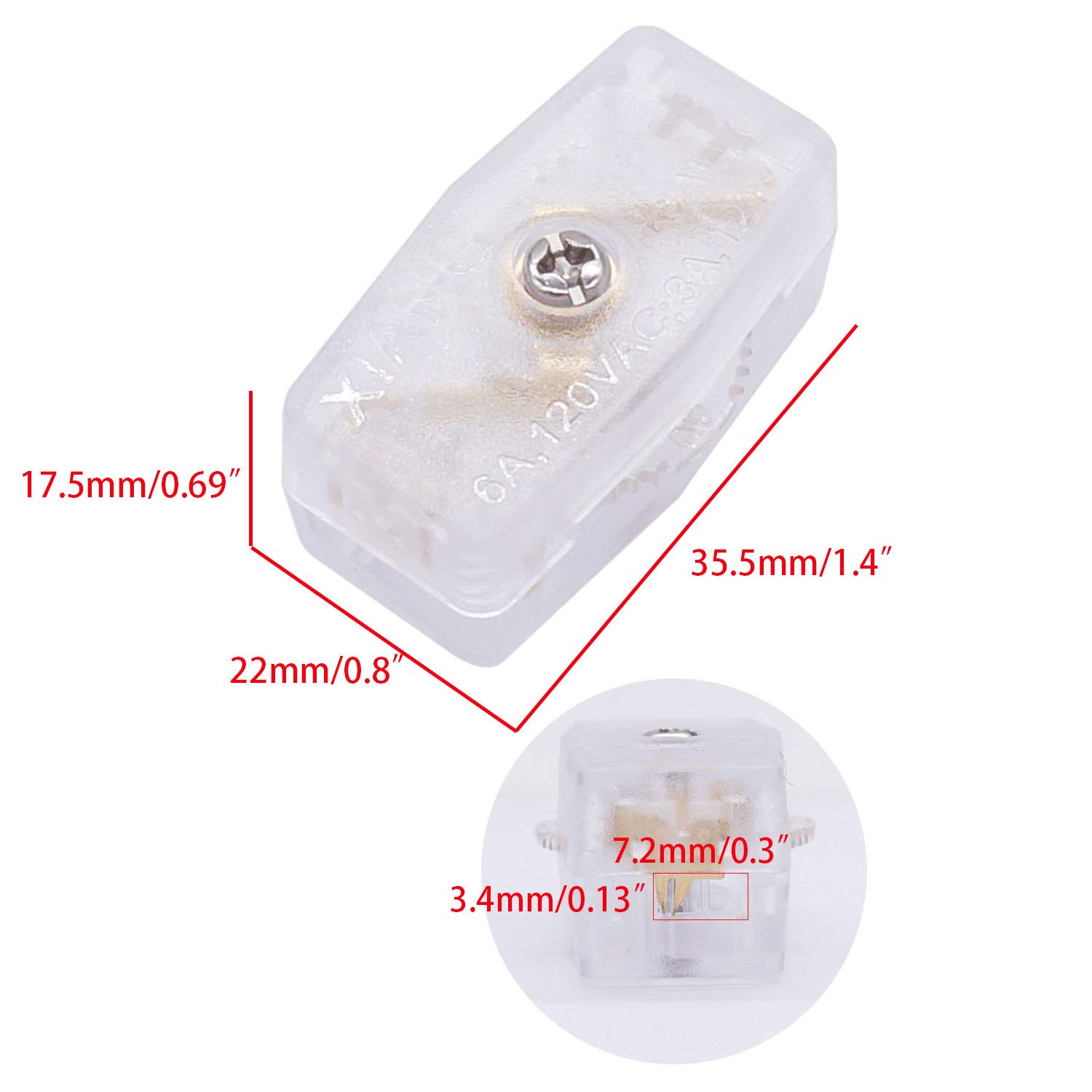 Snapklik.com : Weideer 2Pcs Inline Rotary Cord Switch 3A120V ON/OFF ...