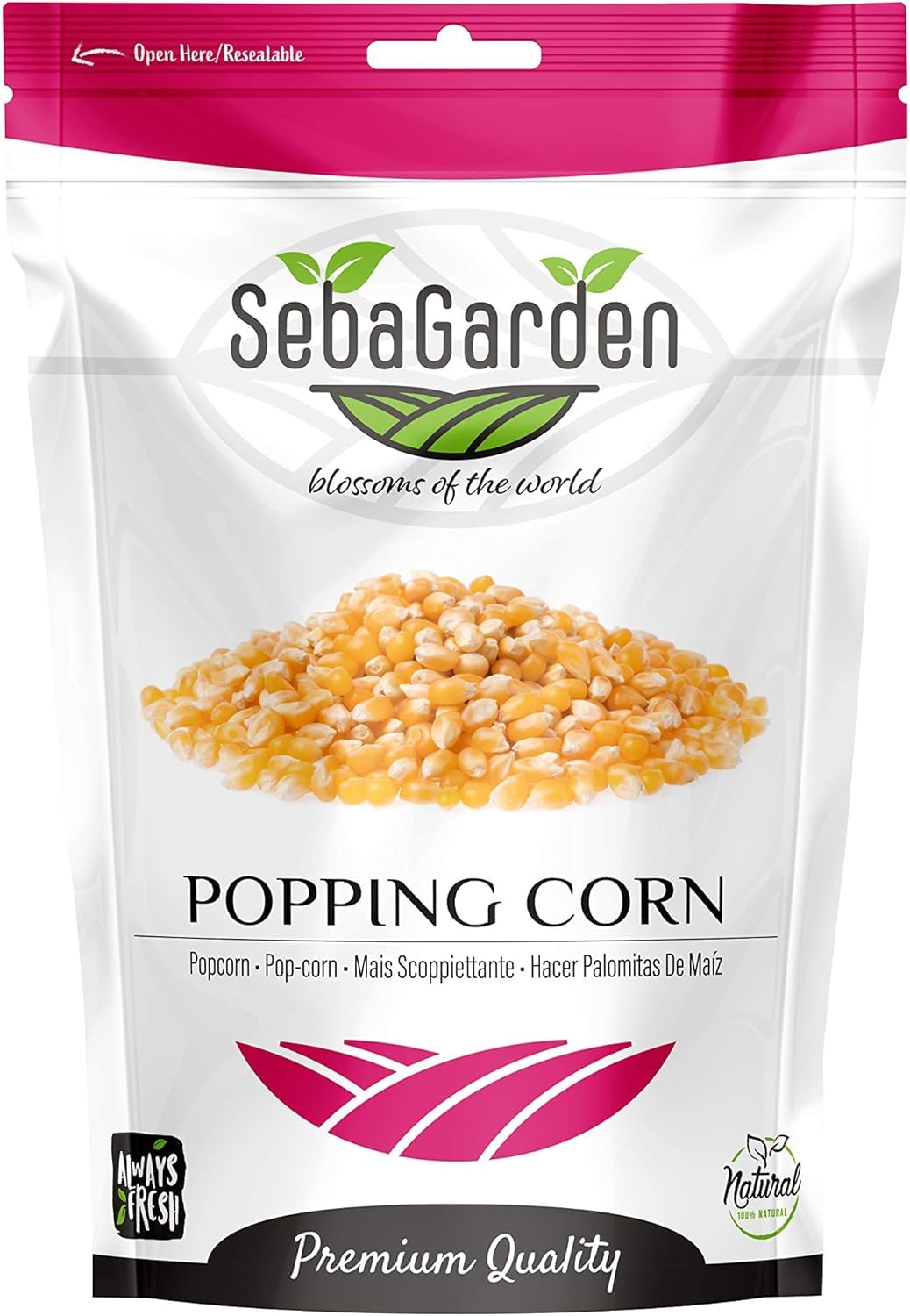 Seba Garden Popping Corn Kernels GMO FREE, Ziplock Bag Strong ...